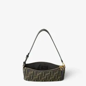 Fendi Tube Flat Pouch Tobacco Brown Ff Jacquard Fabric Pouch